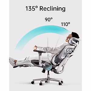 Hbada Ergonomic Office Chair with 3D Adjustable Armrests, Adjustable Lumbar Support High Back for Computer Chair, Big and Tall Mesh Office Chair, Home Office Desk Chairs White