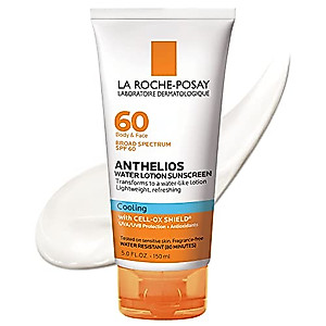 La Roche-Posay Anthelios Cooling Water Lotion Sunscreen for Body and Face, Broad Spectrum Sunscreen SPF, Absorbs Quickly, Water Resistant Every Day Sun Protection for Sensitive Skin