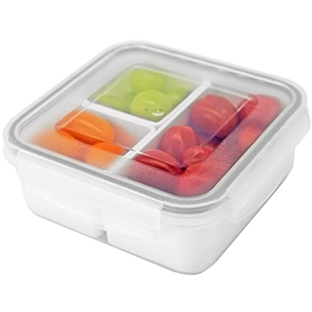 carrotez Food Storage Containers, 3 Compartment Portion Control Container, Snack Container for Adults, Microwave safe, BPA Free, Reusable, 2.4 Cup (570ml)