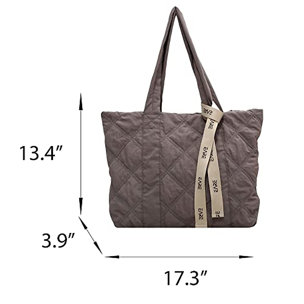 Women Puffer Bag Quilted Puffy Tote Bag Lightweight Cotton Padded Shoulder Bag Trendy Hobo Hippie Down Handbag (Beige)