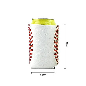 Neoprene Baseball Can Coolers Sleeves: 16PCS Beer Bottle Cup Insulator Can Sleeves for Beer Reusable Baseball Lovers Gifts for Hot and Cold Drinks Soda Game Party