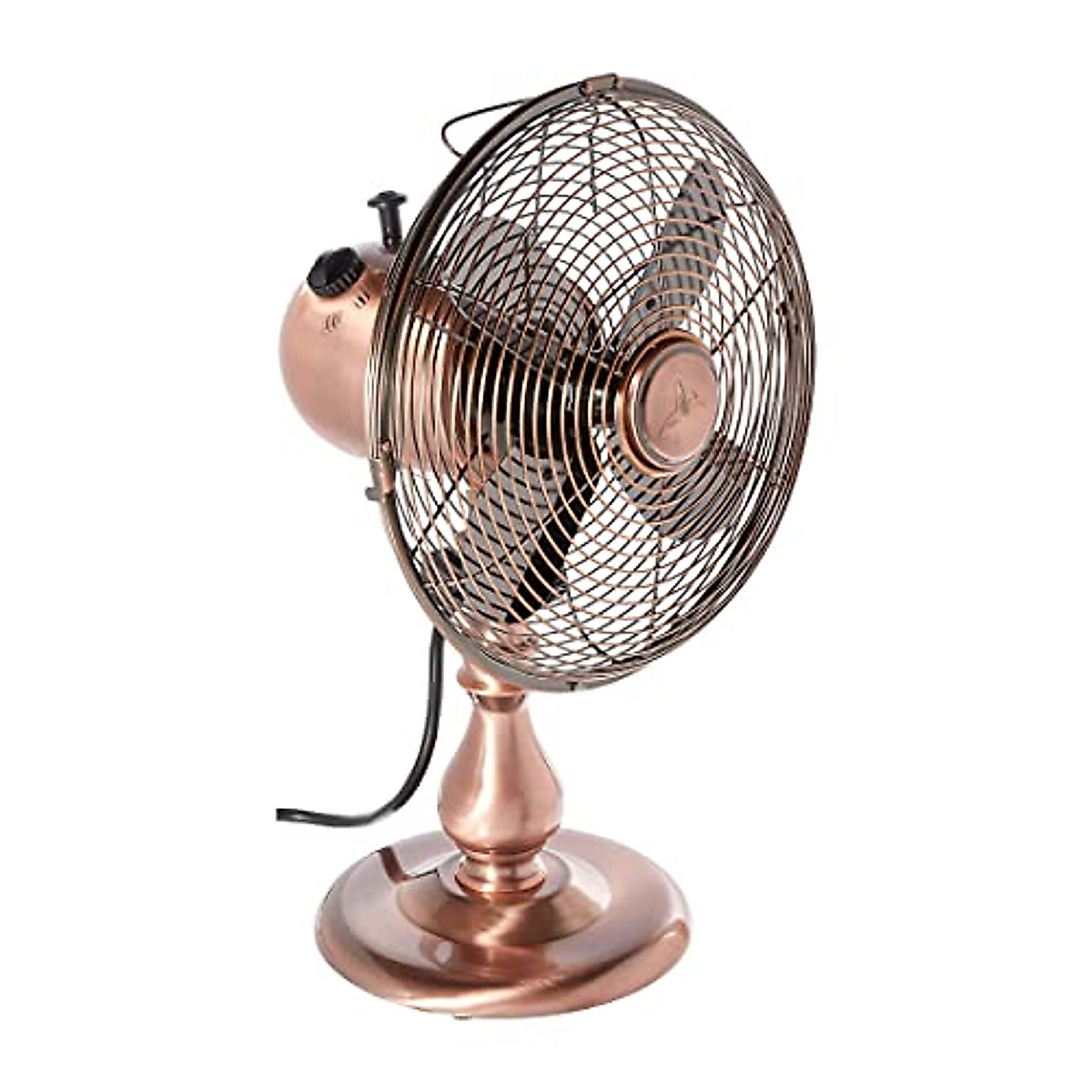 DecoBREEZE Oscillating Table Fan, 3-Speed Portable Fan, Copper, Antique Fan, 10 inches