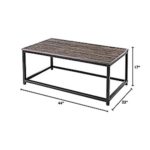 AZL1 Life Concept Coffee Table with Metal Frame,Clean, contemporary design meets rustic industrial style，for living room, office, Dark Brown/Black