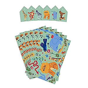 CENTRAL 23 Safari Wrapping Paper - Baby Animal Wrapping Paper - 6 Sheets Of Birthday Gift Wrap - For Birthday Boys and Girls - Comes with Fun Stickers Vegan Ink