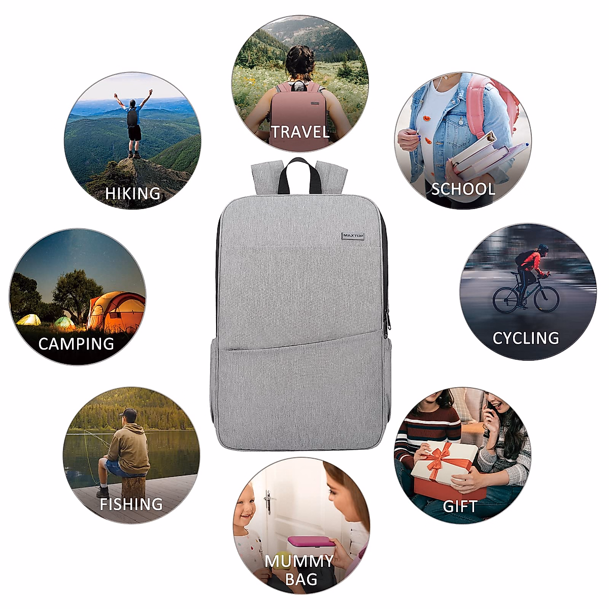 MAXTOP Travel Laptop Backpack with USB Charging Port Anti-Theft[Water Resistant] College School Bookbag Fits 17 Inch Laptop