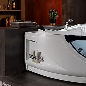 Corner Whirlpool Tub,Empava 2 Person Whirlpool Bathtub,Corner Jetted Bathtub with Heater,Corner Jetted Tub with Light,Spa Bath tub with 10 Jets,Hydro Massage Tub with Chromatherapy,LED Control Panel