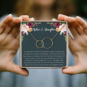 Dear Ava Infinity Interlocking Double Circle Connecting Necklace For Women - Modern Jewelry Pendant Love Gifting Idea for Her with Heartfelt Card - Birthday Gift for Mother and Daughter Gold