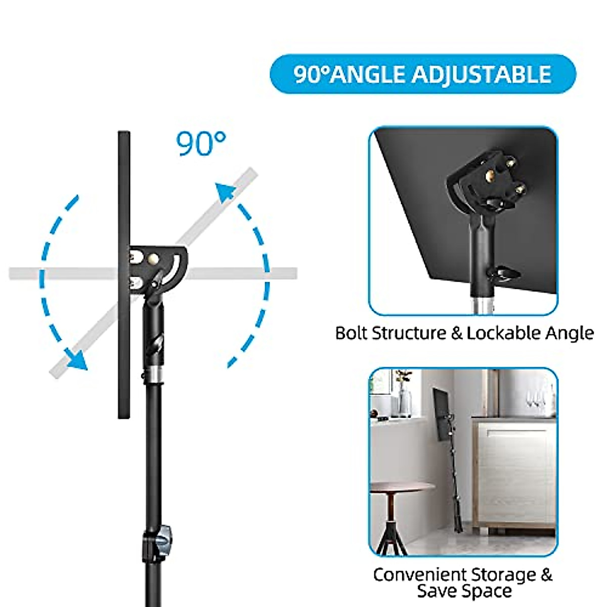 CODN Projector Stand, Foldable Projector Mount Laptop Tripod Adjustable Height 23'' to 43'', Universal Outdoor Laptop Floor Stand for Computer, Book, Music Notes, Sound Media, DJ Equipment