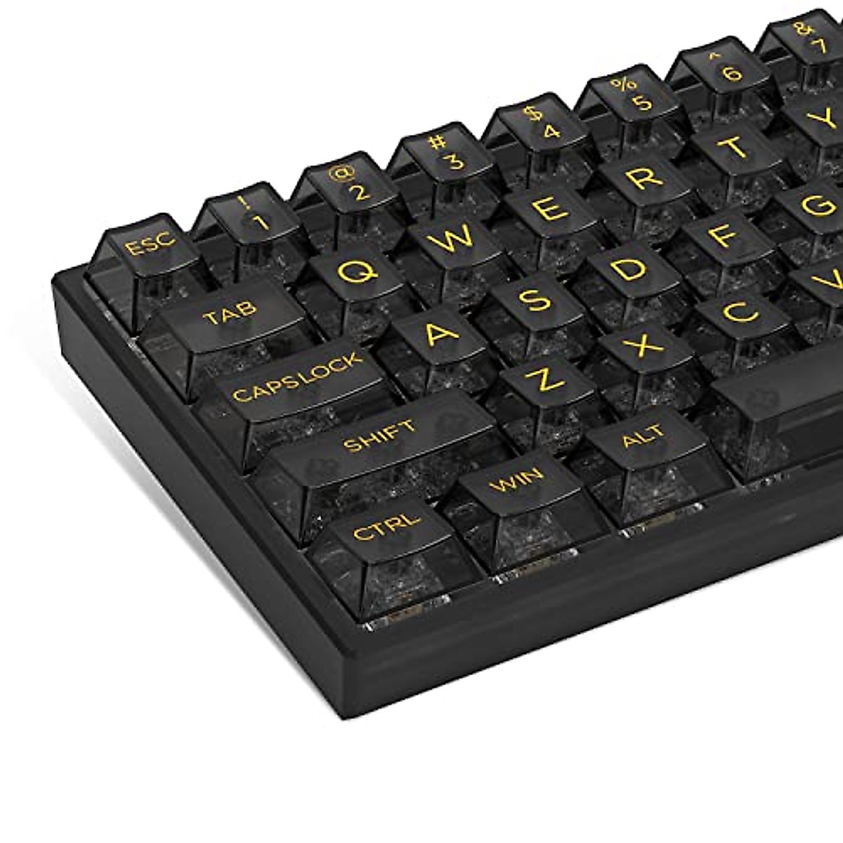 dagaladoo 140 Keys Black Clear Keycaps Full Set, Custom Cherry Profile Keyboard Keycaps, XVX Transparent PC Material Keycaps for 60% 65% 75% 100% Cherry Gateron Mx Switches Mechanical Keyboard