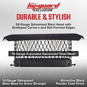 HY-Guard Galvanized Steel Chimney Cover - HY-C Black Chimney Cap, Single Bolt-On Chimney Fireplace Cover, Chimney Flue Cover to Fit On Existing Flue Tiles, Chimney Vent Cap with Hood Plate (9" x 13")