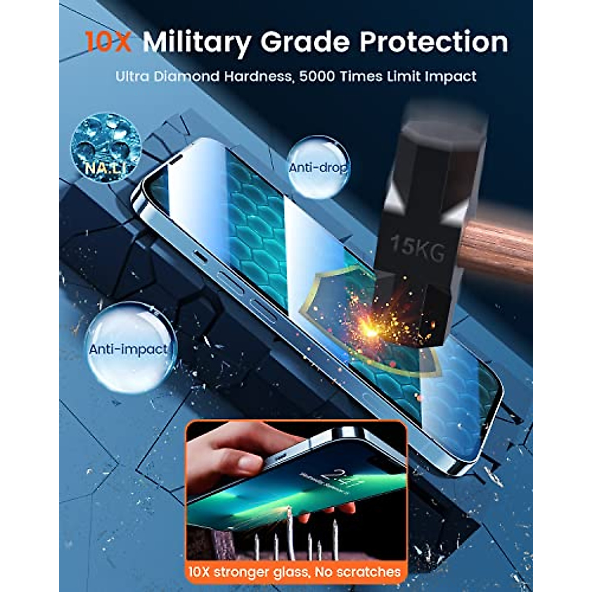 MRGLAS 2-Pack [Auto-Alignment Kit] Screen Protector for iPhone 13 Pro/ 13/ iPhone 14 6.1" [10X Military Grade Protection] iPhone 14/13 Pro/ 13 Diamond Hard Tempered Glass Case-Friendly, Bubbles-Free