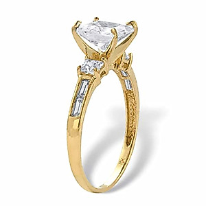 PalmBeach 10K Yellow Gold Princess Cut Cubic Zirconia Engagement Ring Sizes 5-10 Size 8