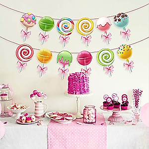 Candy Banner,Candy Garland Birthday Banner,Candy Party Decorations,Lollipop Bunting Banner for Girls ,Candy Birthday Party,Baby Shower ,Wedding Bridal Shower Home Classroom Supplies