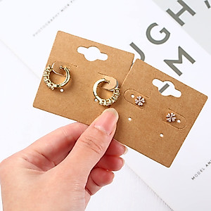 300 Pcs Paper Earring Cards for Selling Stud Kraft Earring Display Cards with 6 Holes Jewelry Display Blank Earring Packaging for Jewelry Crafts Hanging Display Retail
