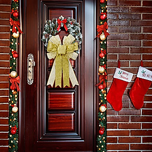 Large Christmas Wreath Bows, Christmas Blue Glitter Ribbon Bows for Wreaths - Large Tree Topper Bows for Christmas Home Garden Indoor Outdoor Decoration Wreath Ornament Supplies, 13.7 x 29.5 Inch