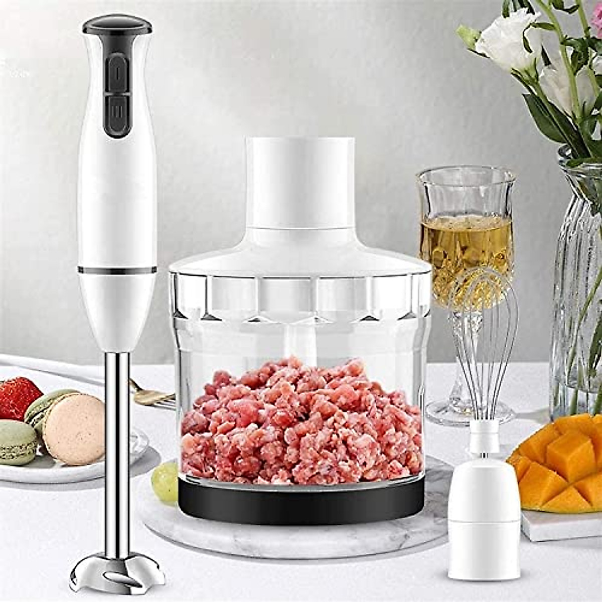 MXJCC Hand Blender, Blender Handheld with Stainless Steel Blade, Milk Frother for Smoothie, Baby Food, Sauces,Puree, Soup (Color : White)