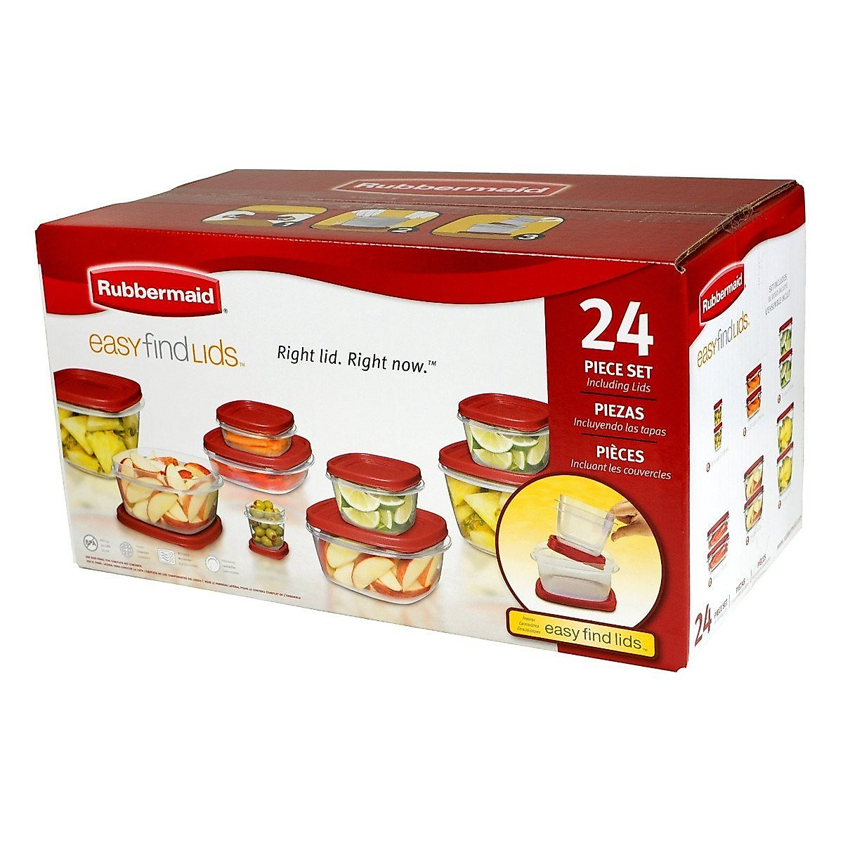 Rubbermaid Easy Find Lids Food Storage Containers, Racer Red, Set of 24 7J98