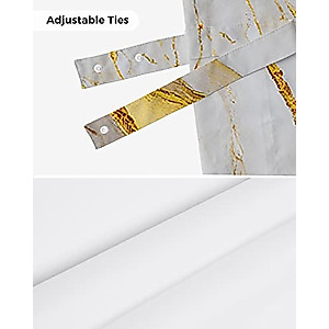 Yun Nist Tie Up Curtain Valance for Kitchen,Abstract White Marble Gold Stripe Window Valances Adjustable Tie-up Shade Valance,Modern Geometry Art Rod Pocket Short Curtains for Bathroom 42x12in