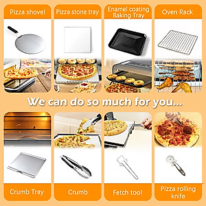 Upgrade Electric Pizza Oven with 800°F Make Pizza in Minutes, 12” Portable Countertop Versatile Pizza Oven for Indoor & Outdoor, Classic Black Stove is Suitable for Home and Commercial