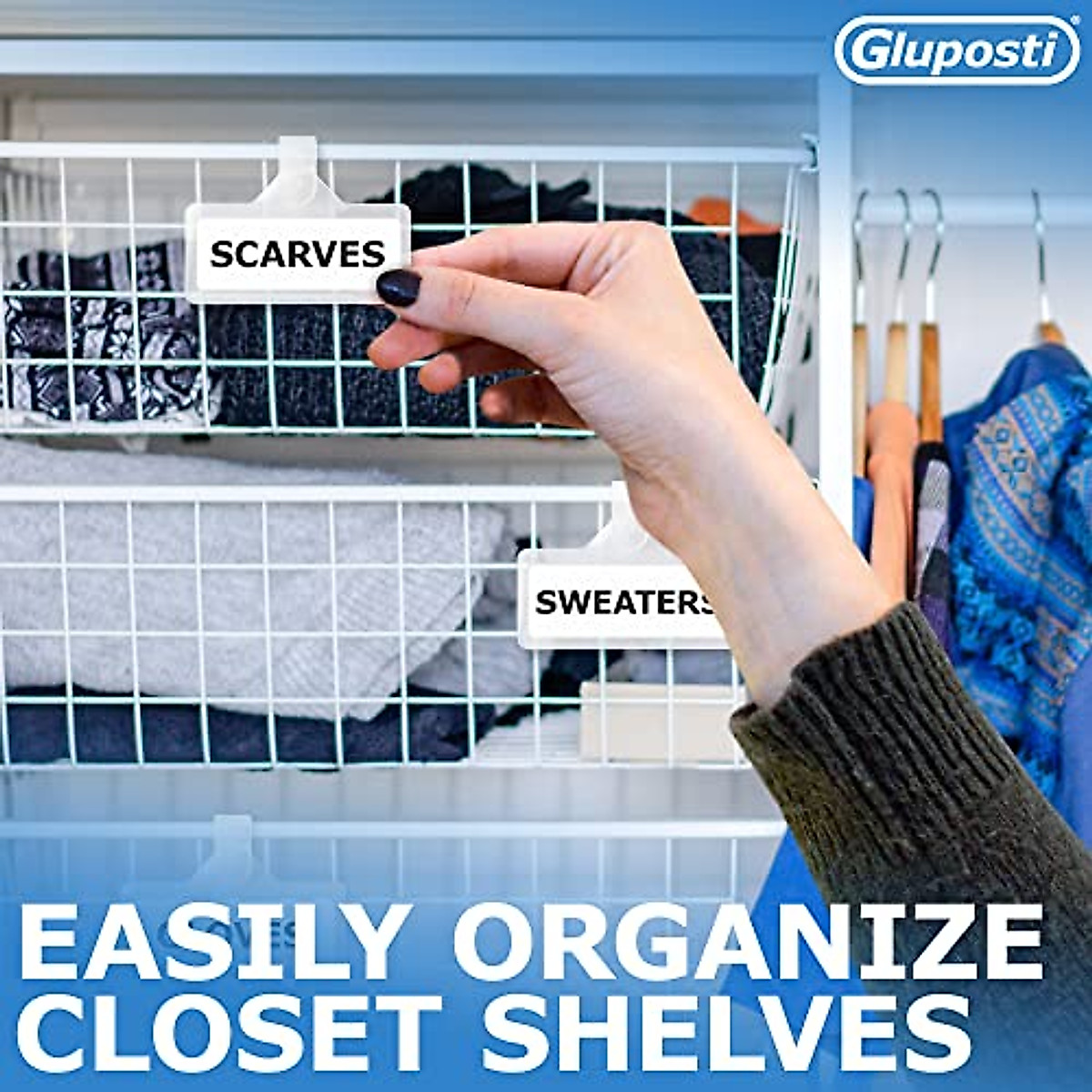 25 Clear Plastic Wire Shelf Label Holders for Adhesive Labels, Professional Display Retail Price Tag Ticket Hanger Clips, Snap On Pantry Sign Label Holder for Wire Shelves & Baskets (3" W x 1.25" H)