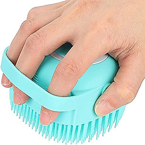 Pet Dog Bath Brush Soft Silicone Dog Shampoo Brush, Brush Hair Fur Grooming Cleaning Brush Soft Shampoo Dispenser (Blue)