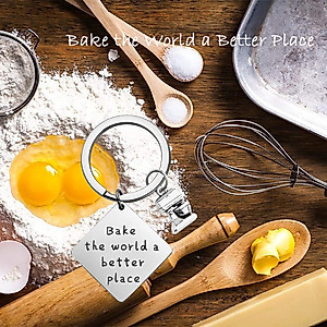 MAOFAED Gift for Baker Bake the World a Better Place Culinary Student Gifts Bake Lover Keychain Gift (KR-Baker Keychain)