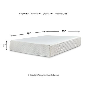 Signature Design by Ashley Chime 12 Inch Medium Firm Memory Foam Mattress, CertiPUR-US Certified, Queen