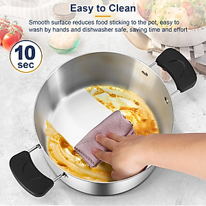 Homikit 8 Quart Stock Cooking Pot, 18/10 Stainless Steel Stockpot with Lid for Gas Electric Stoves, Heavy Duty Tri-ply Induction Pasta Soup Pot for Stewing, Dishwasher Safe with Stay-Cool Handles