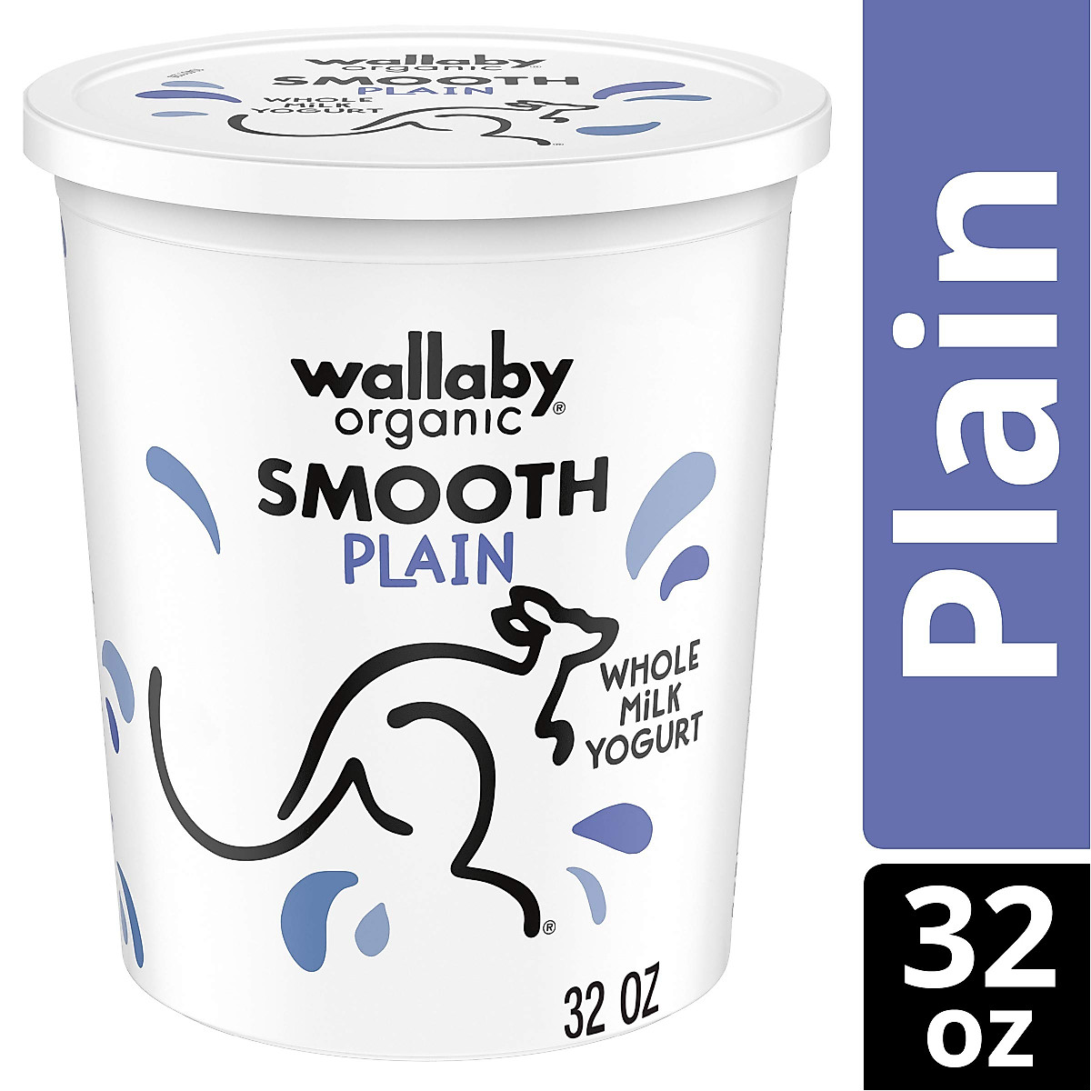 Wallaby Organic Aussie Smooth Whole Milk Regular Yogurt, Plain, USDA Organic, 32 oz.