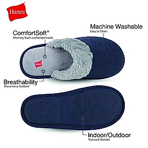 Hanes womens Superior Comfort Cotton on Scuff With Memory Foam and Anti-skid Sole Slipper, Navy, Medium US