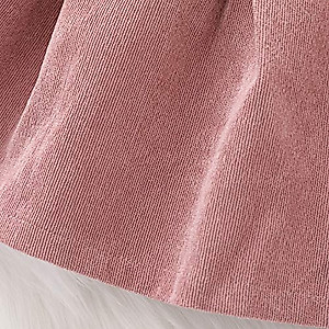 YQYJA Toddler Baby Girls Fall Winter Corduroy Ruffle Long Sleeve Dress Headband Kids Dresses (Pink, 12-18 Months)