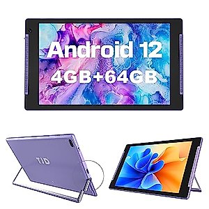 TJD Android 12 Tablets,10.1 inch Tablet PC, 4GB RAM 64GB ROM 512GB MicroSD, FHD IPS Display, Dual Camera, Double Stereo Speakers, Wi-Fi5.0/2.4, Bluetooth5.0, Google GMS Certified (Purple)