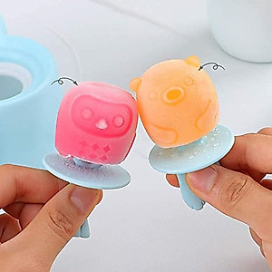Mini Ice Pop Molds BPA Free, Silicone Reusable Small Popsicle Molds with Sticks, DIY Ice Cream Makers [Cavity of 6], Funny Animal Shape Cute Yogurt Tubes