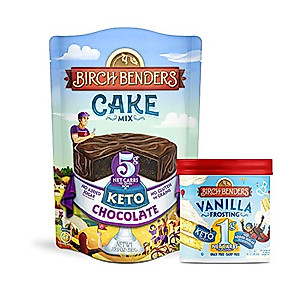 Birch Benders Keto Chocolate Cake Mix, 10.9oz and Keto Vanilla Frosting, 10oz, Bundle (1 baking mix and 1 frosting)