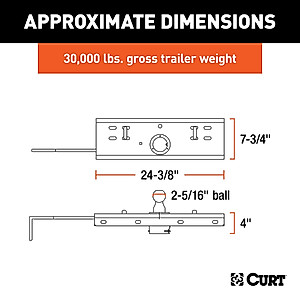 CURT 60607 Double Lock Gooseneck Hitch with 2-5/16-Inch Flip-and-Store Ball, 30,000 lbs