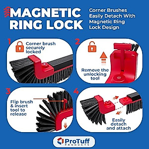 ProTuff Products Pool Brush Head - 3X Faster & Lifetime Replacement - Clean Walls & Corners Faster w/Sturdy 22” Wide Bristles & Removable Ends - Premium Pool Cleaning Equipment