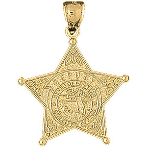 Jewels Obsession Silver State Of Florida Sheriff's Dept. Pendant | 14K Yellow Gold-plated 925 Silver State Of Florida Sheriff's Dept. Pendant