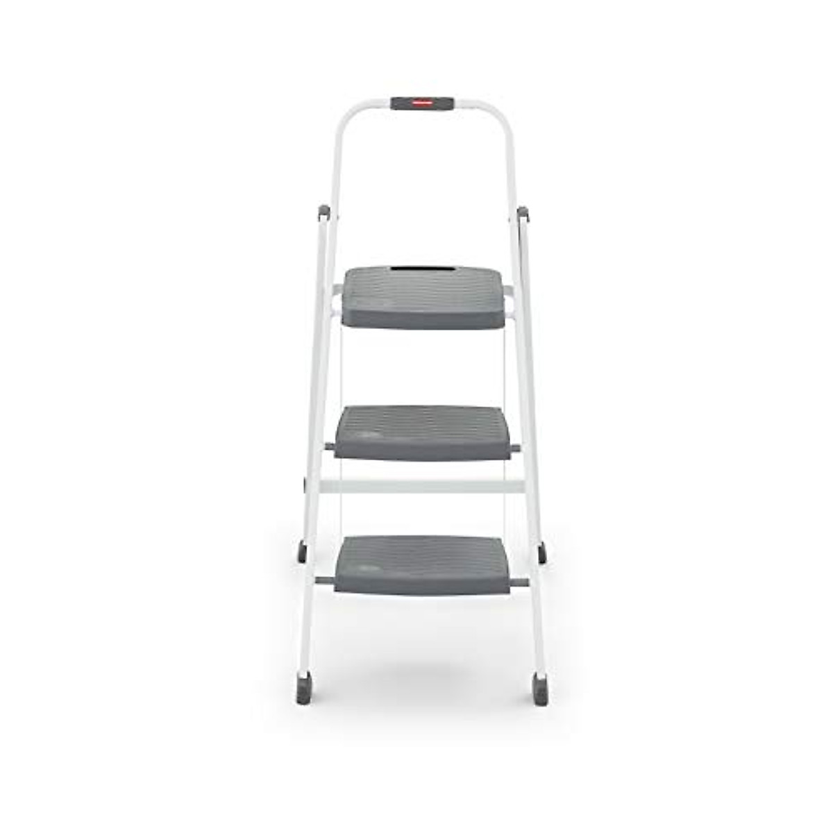 Rubbermaid 3-Step Steel Ladder, Folding Step Stool with Hand Grip and Non-Slip Feet, White, Tested to ANSI US Safety Standards, No Assembly Required (Amazon Exclusive)