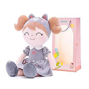 Gloveleya Personalized Doll with Your Name - Cute Gray Cat Custom Soft Plush Doll for Girls Plush Doll Customized Gifts - Muñecas de Trapo Personalizadas para Niñas