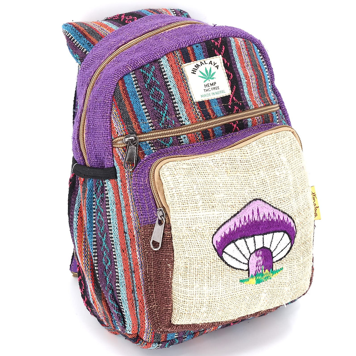 HIMALAYA HANDMADE Hemp Sling Backpack Hippie Backpack Festival Backpack Hiking Backpack 100 Percent Hemp Crossbody Bag FAIR TRADE Handmade with Love., Purple