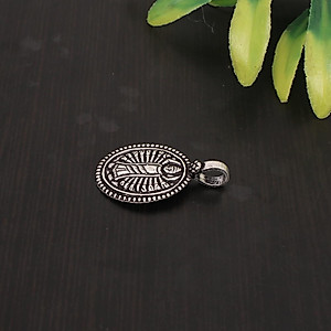 Antique Design Black Oxidized Embossed Hindu Goddess Silver Charm Pendant For Good Luck Charm