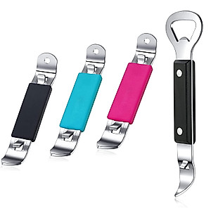 3 Pieces Magnetic Bottle Openers Can Opener Classic Beer Opener Stainless Steel Small Bottle Opener Can Tapper with Magnet & Can Punch Bottle Opener, Manual Stainless Steel Can Opener