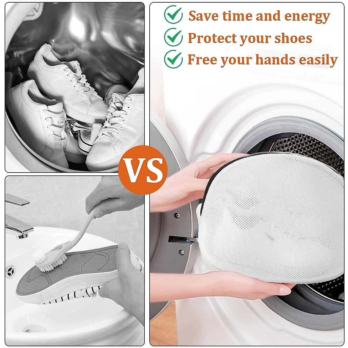 2 Pcs Shoe Washing Machine Bag, Honeycomb Mesh Laundry Bags, Bra Laundry Bags for Washing Machine, Shoe Laundry Bag with Zipper, Laundry Mesh Wash Bags for Bras Socks Sneakers Delicates