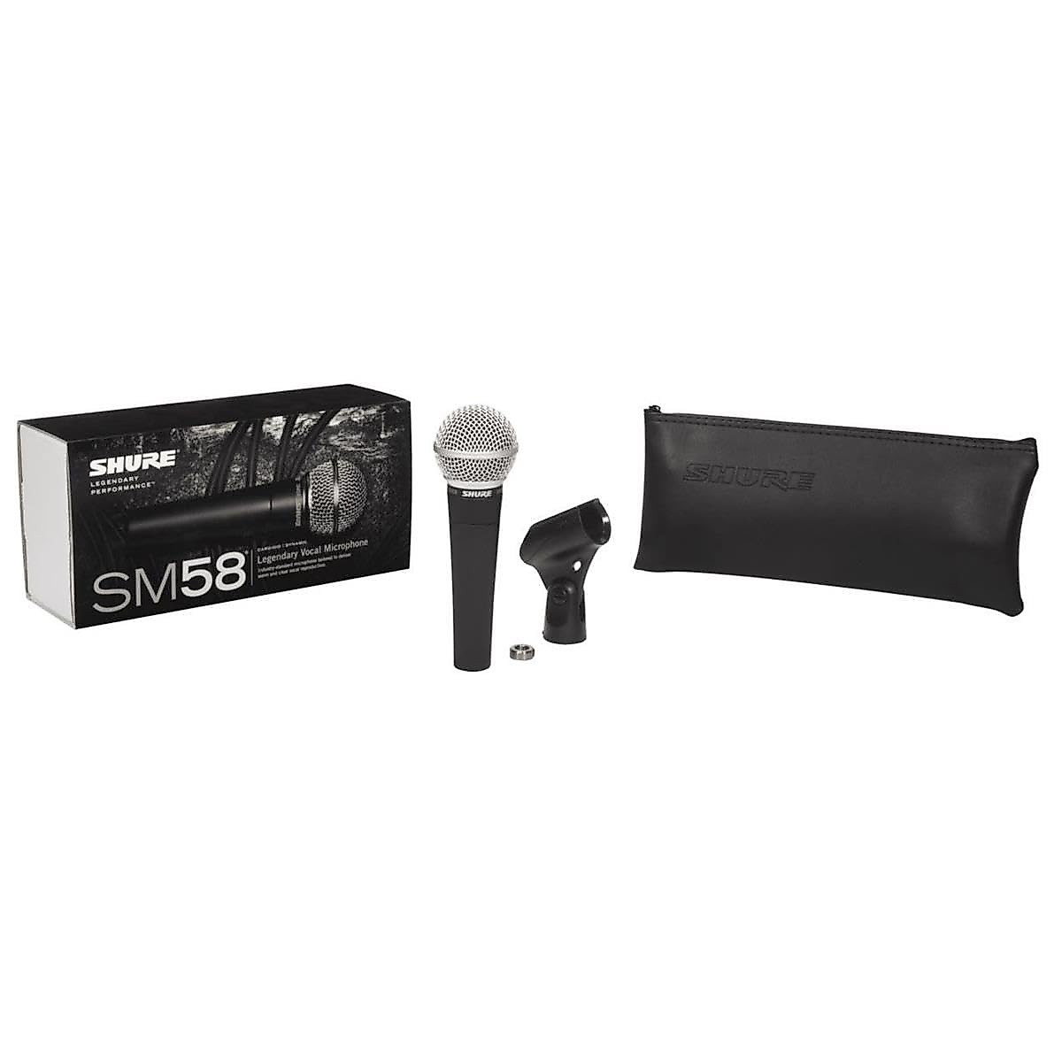 Shure SM58-LC Vocal Microphone with H&A Value Series XLR M to F Professional Microphone Cable - 10'