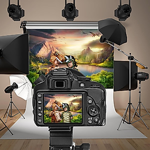 Baocicco 5x3ft Dinosaurs Theme Backdrop Boy Birthday Party Backdrop Jurassic Mesozoic Cretaceous Epoch Forest Mountains Lake Prehistoric Trees Grassland Archaeology Children Photography Background