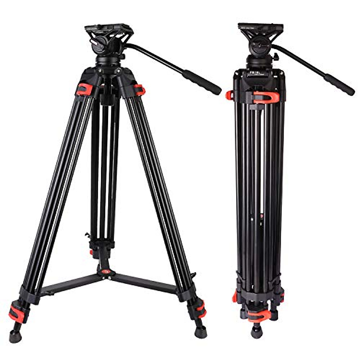 Heavy Duty Tripod, Camera Video Tripod with Fluid Head Aluminum Twin Tube 74.4 inch, Max Loading 17.6 LBS, for Canon Nikon Sony DSLR Camcorder Camera