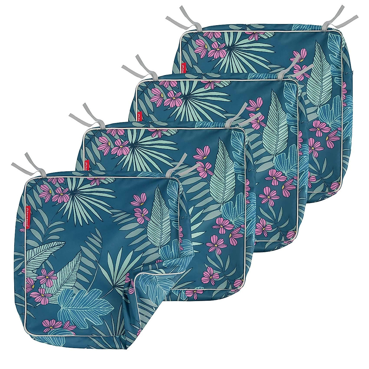 Porch Shield Outdoor Cushion Slipcovers Patio Chair Seat Cushion Covers Set 4 Waterproof Fade Resistant 20 x 18 x 4 inch, Palm Leaf