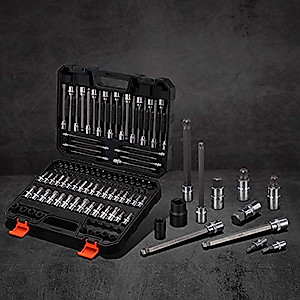 RIMKOLO 107-Piece Allen and Torx Bit Socket Set, 1/4", 3/8" and 1/2" Drive Hex/Ball End Hex/Torx/Extra Long Torx/Tamper Proof Torx SAE & Metric Bit Set