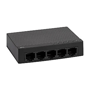 Monoprice 5-Port 10/100Mbps Fast Ethernet Unmanaged Network Switch | Compact Size, Plug and Play, Auto Negotiation and Auto MDI/MDIX, Wall Mount,Black