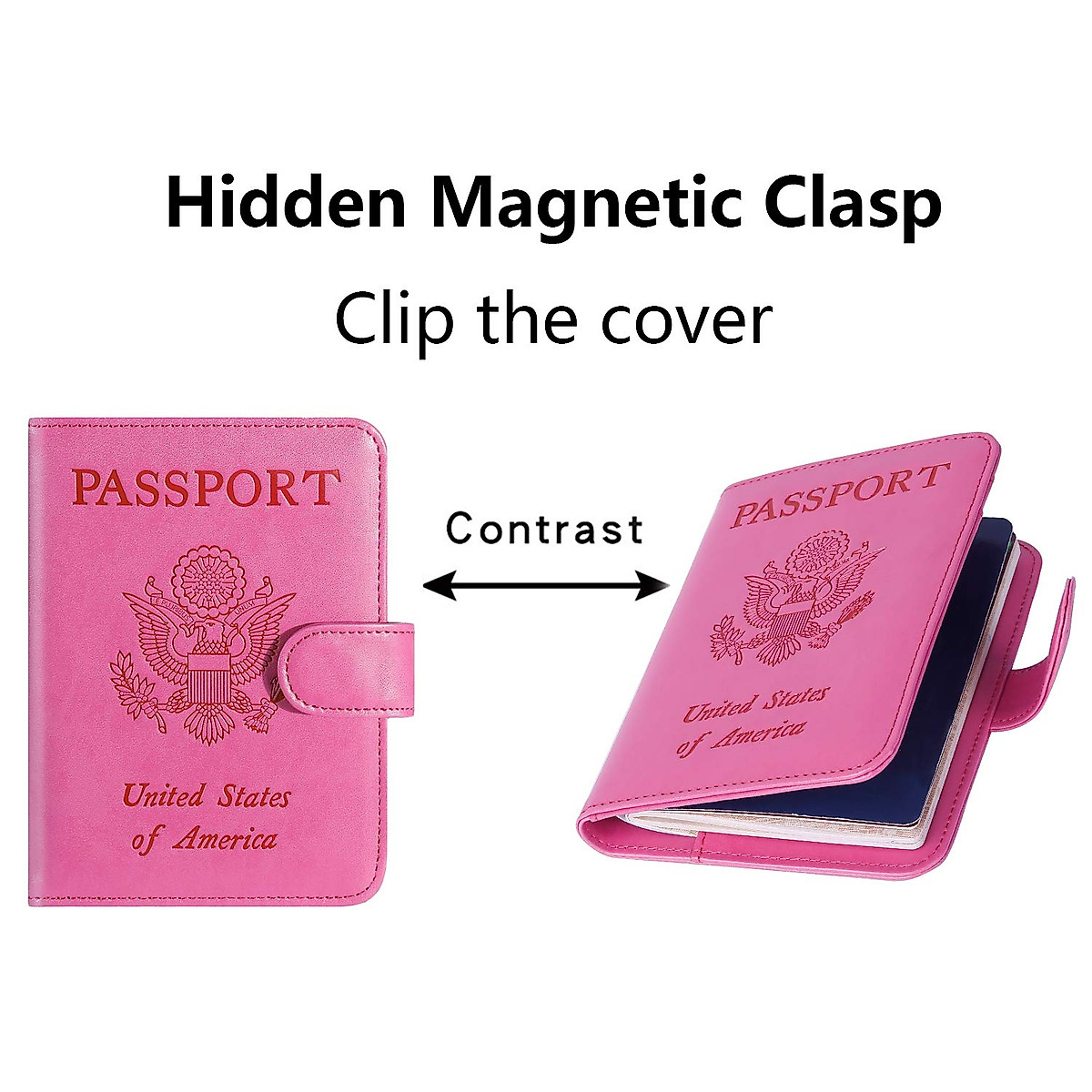 Passport Holder Cover Wallet RFID Blocking Leather Card Case Travel Accessories for Women Men (Pink)